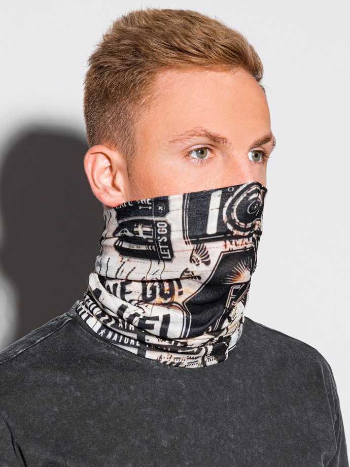 Fular tip guler barbati - alb A381 - Magazin online de moda Ombre