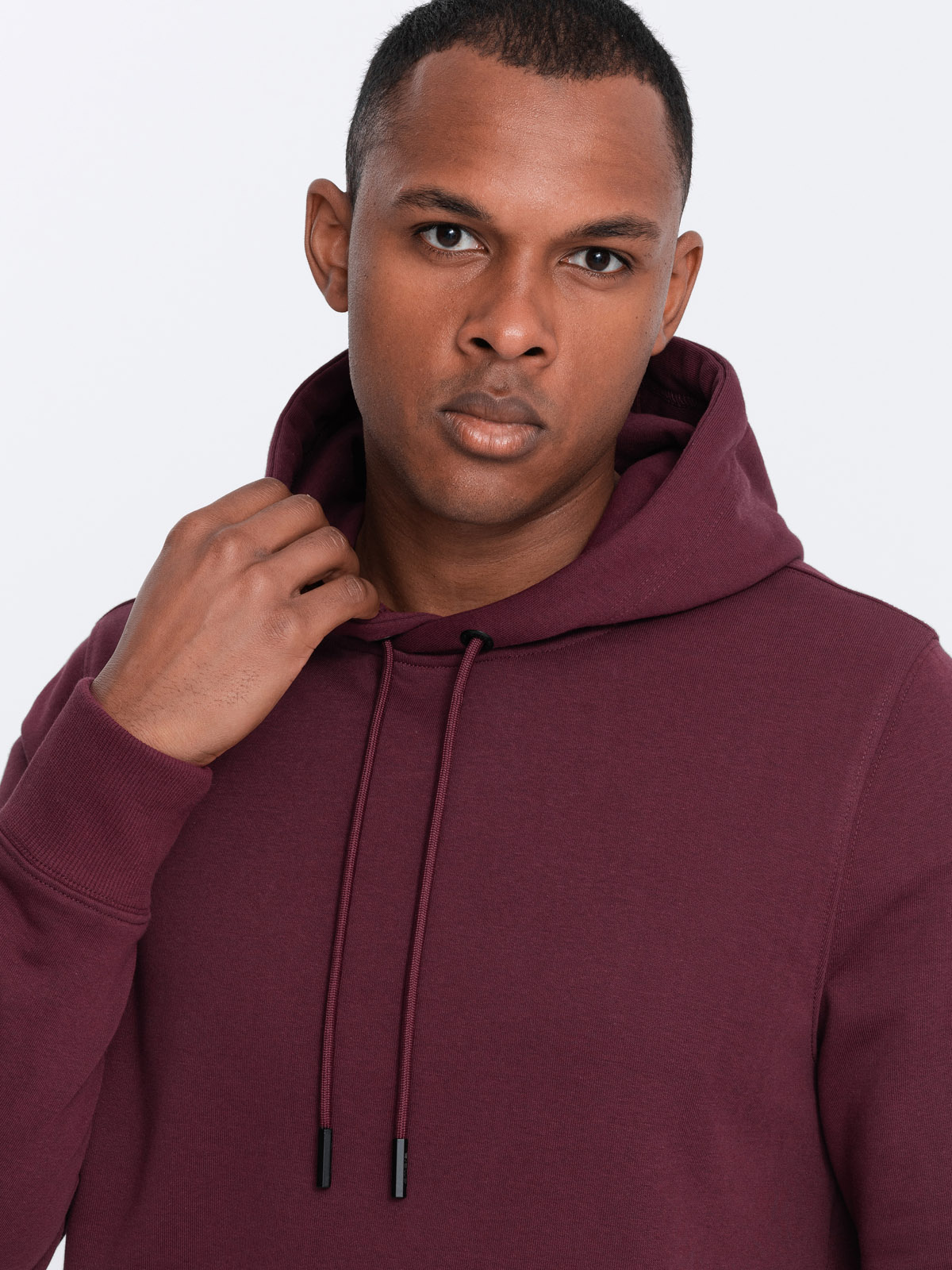 BASIC men's cotton sweatshirt kangaroo hoodie - maroon V3 OM-SSBN-0161 | Ombre.com - Men's ...