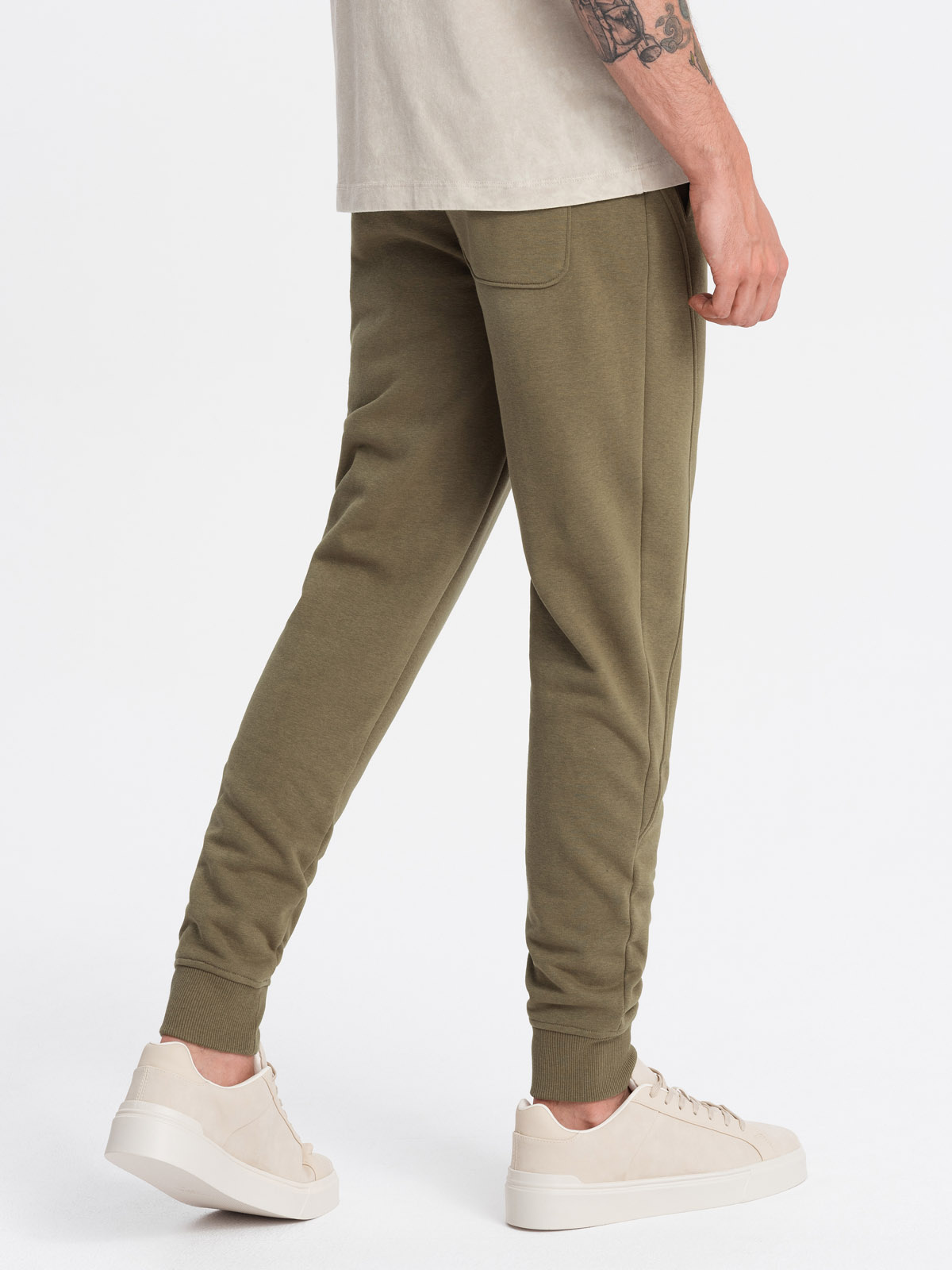 Men's BASIC cotton jogger sweatpants - olive V2 OM-PABS-0174 | Ombre.com - Men's clothing online