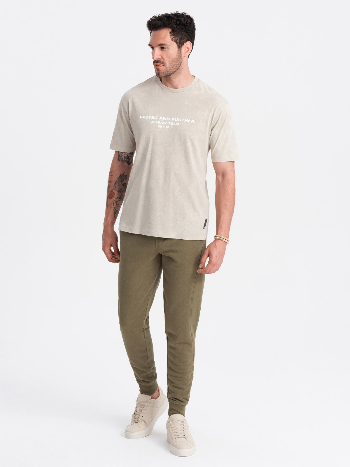 Men's BASIC cotton jogger sweatpants - olive V2 OM-PABS-0174 | Ombre.com - Men's clothing online