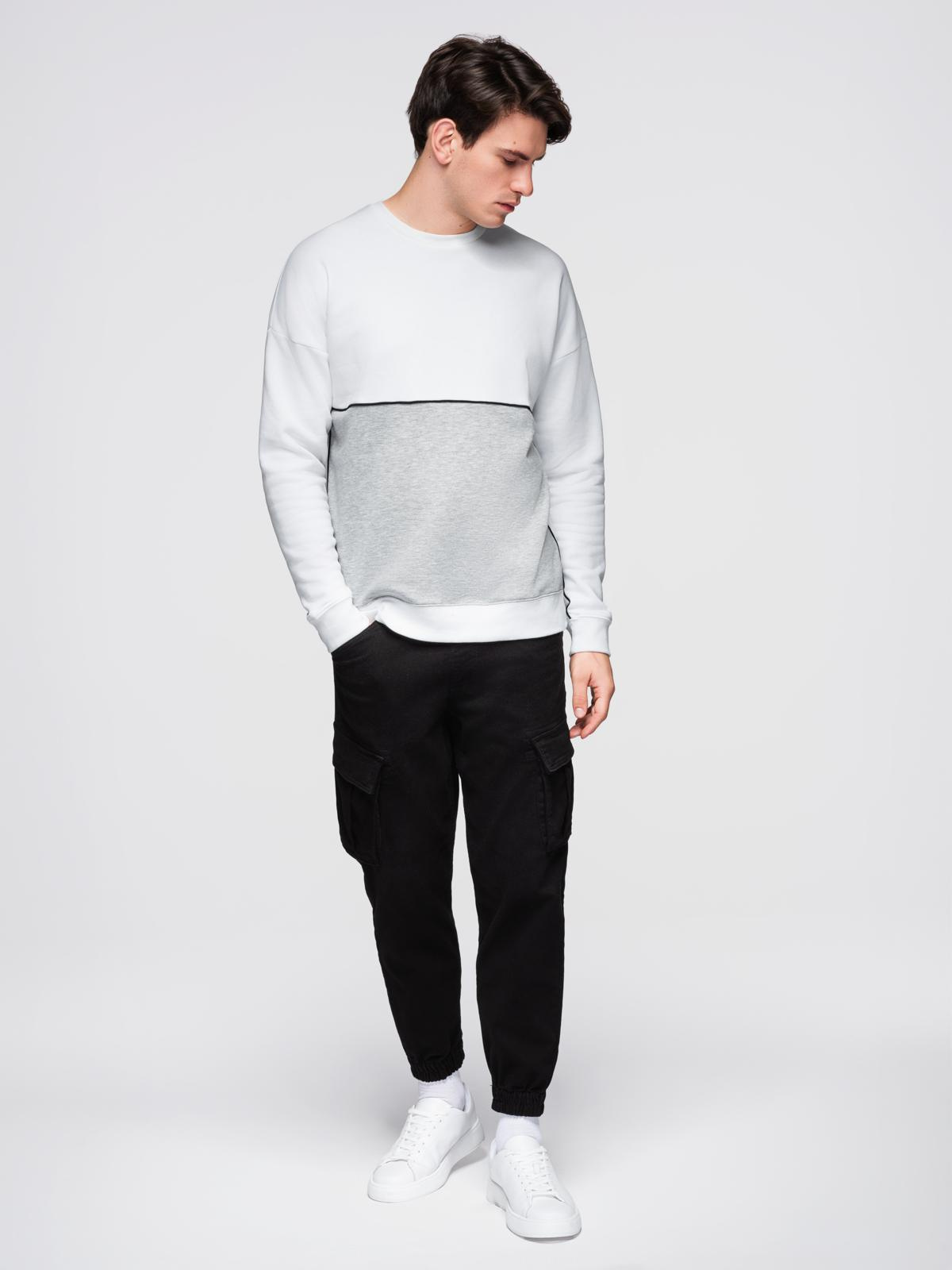 Men's OVERSIZE sweatshirt with contrasting color combination - white ...