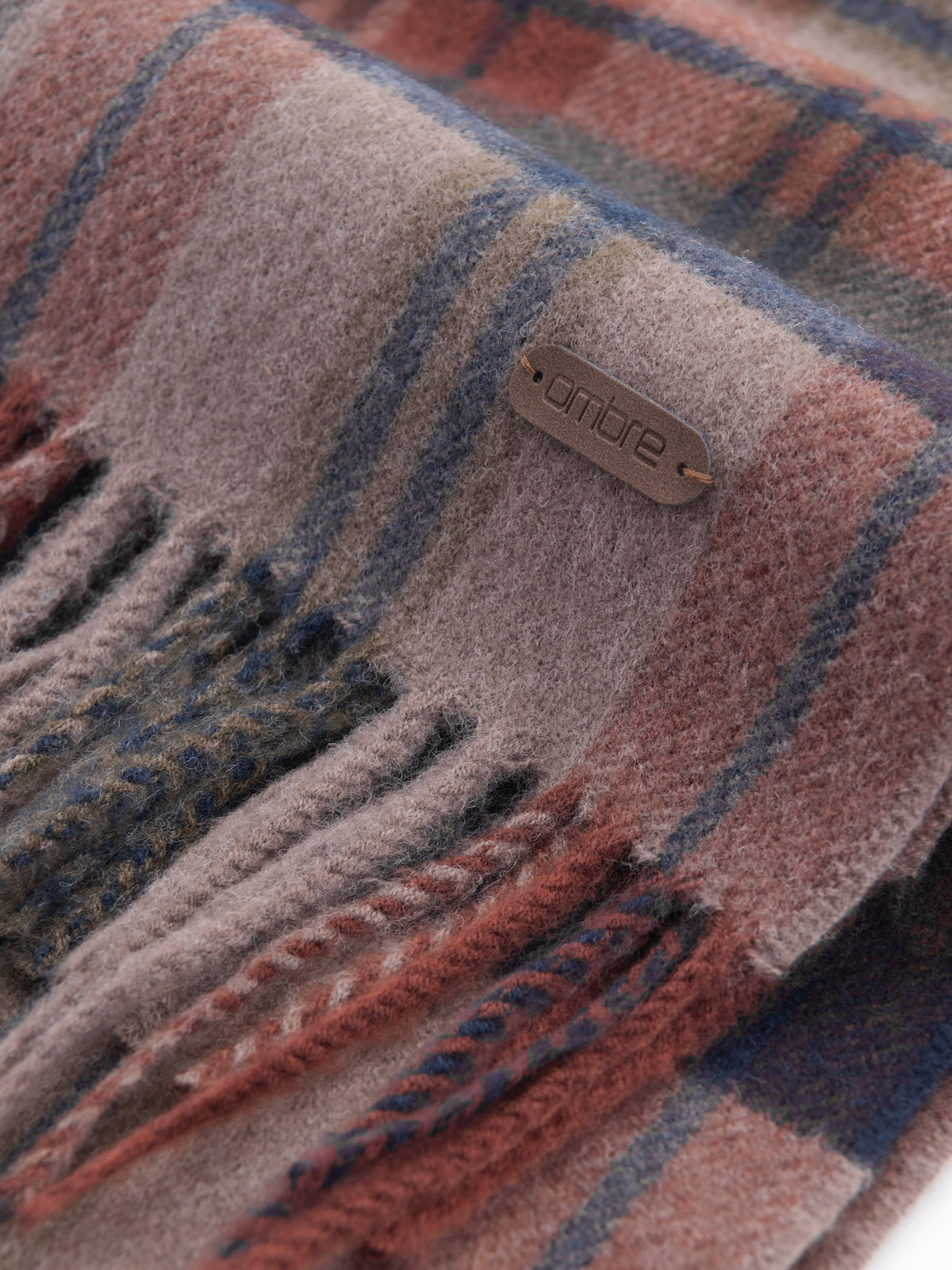 Men's Scottish check scarf with tassels - brown and brick V2 OM-ACSF ...