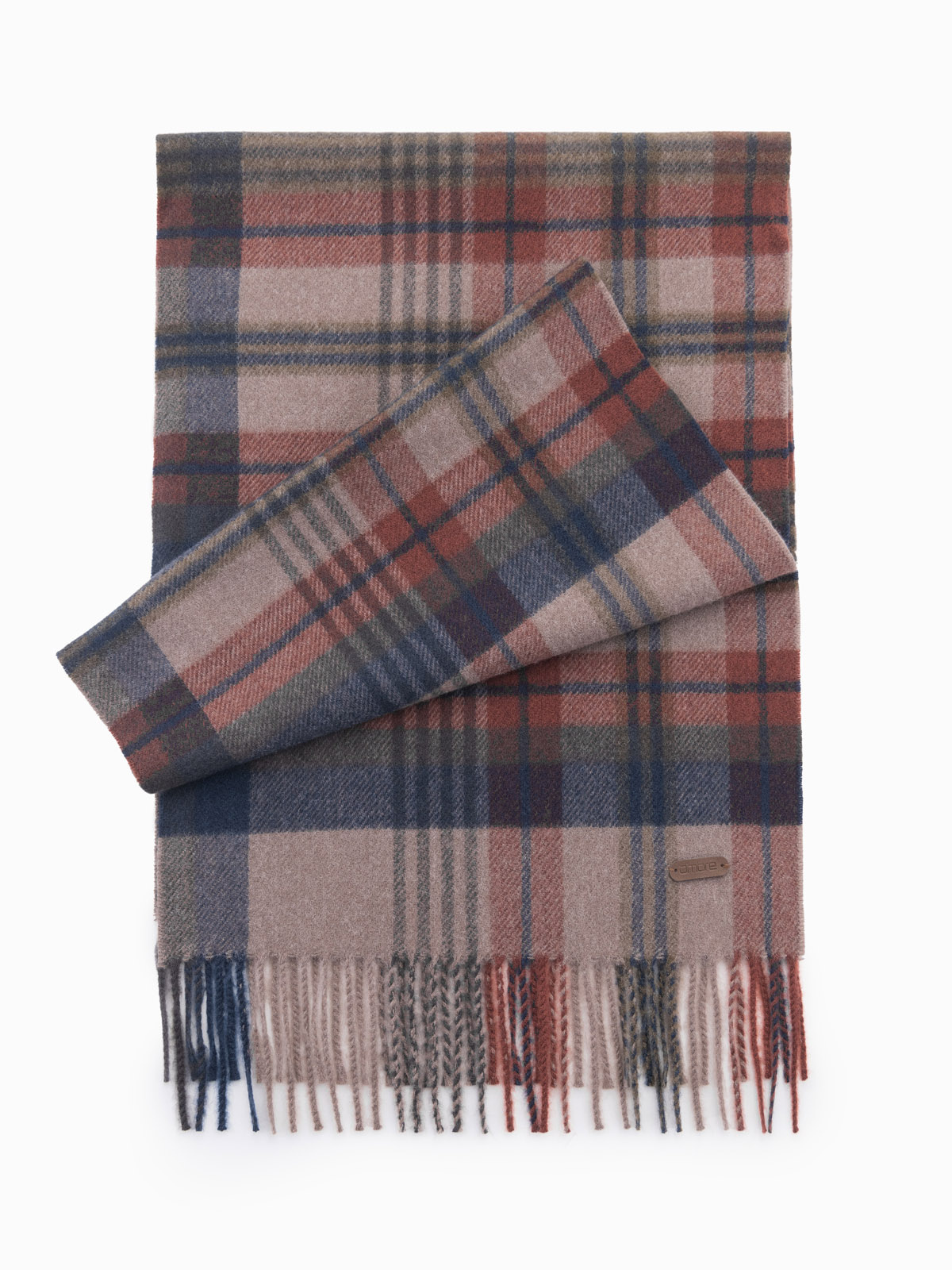 Men's Scottish check scarf with tassels - brown and brick V2 OM-ACSF ...