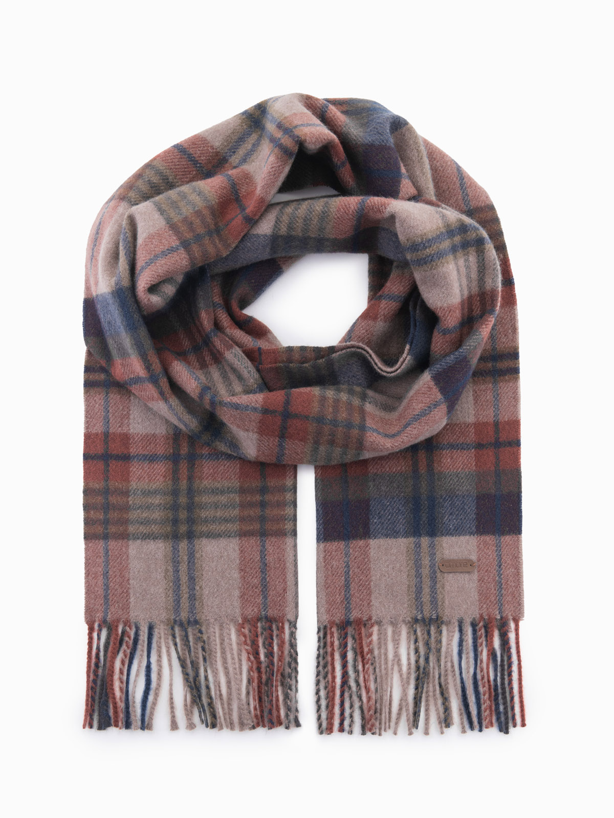 Men's Scottish check scarf with tassels - brown and brick V2 OM-ACSF ...