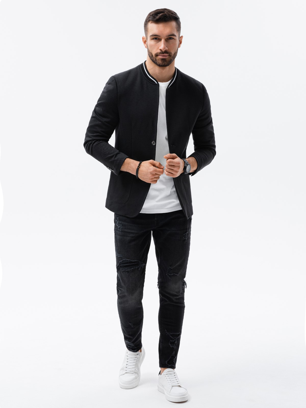 Men's casual blazer jacket - black M84 | Ombre.com - Men's clothing online