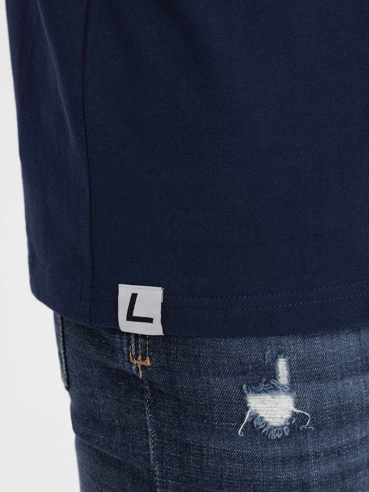 Men's cotton tricolor t-shirt with logo - navy blue and red V5 S1747 ...