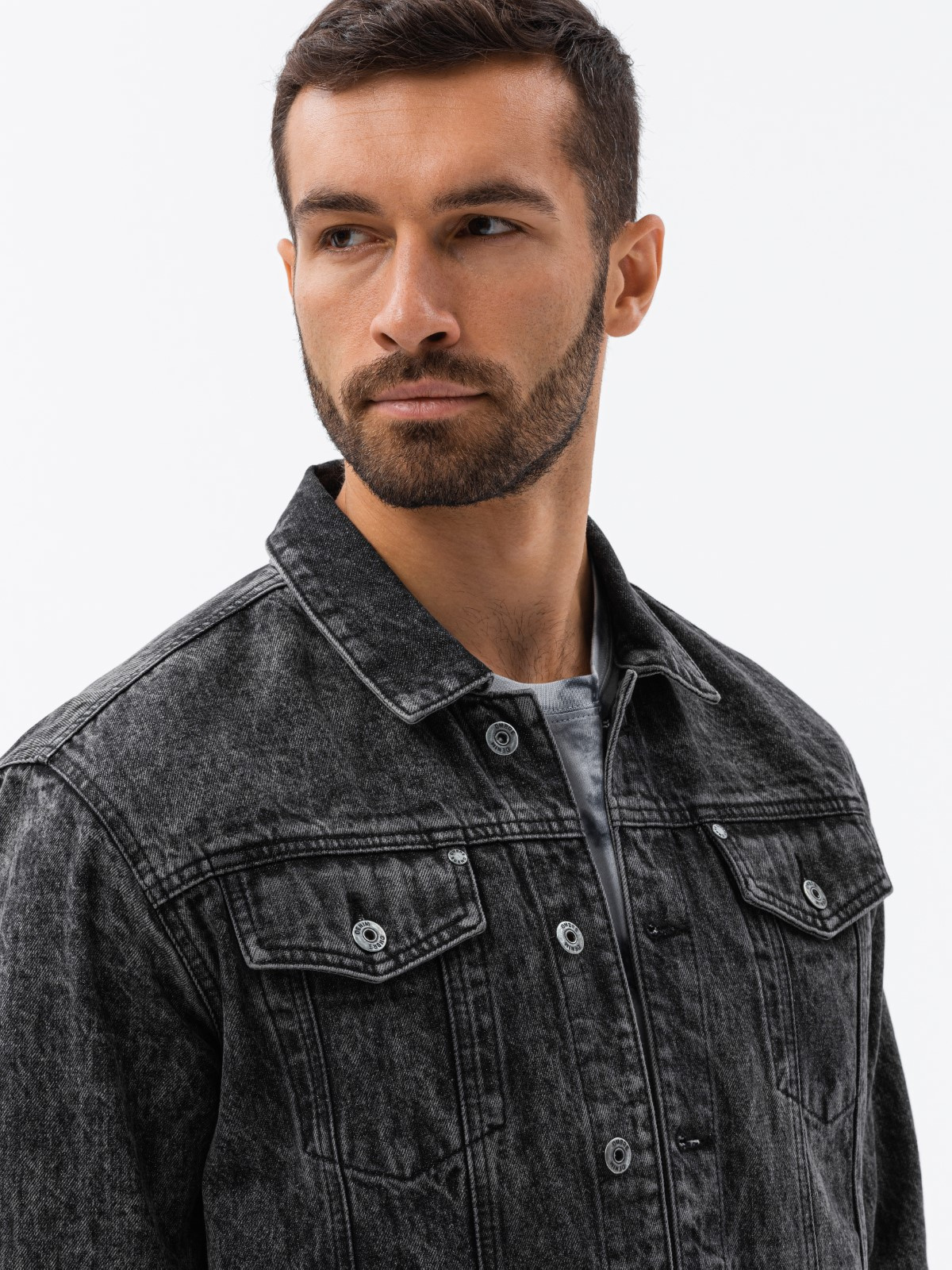 Men's denim katana jacket - black V3 OM-JADJ-0123 | Ombre.com - Men's ...