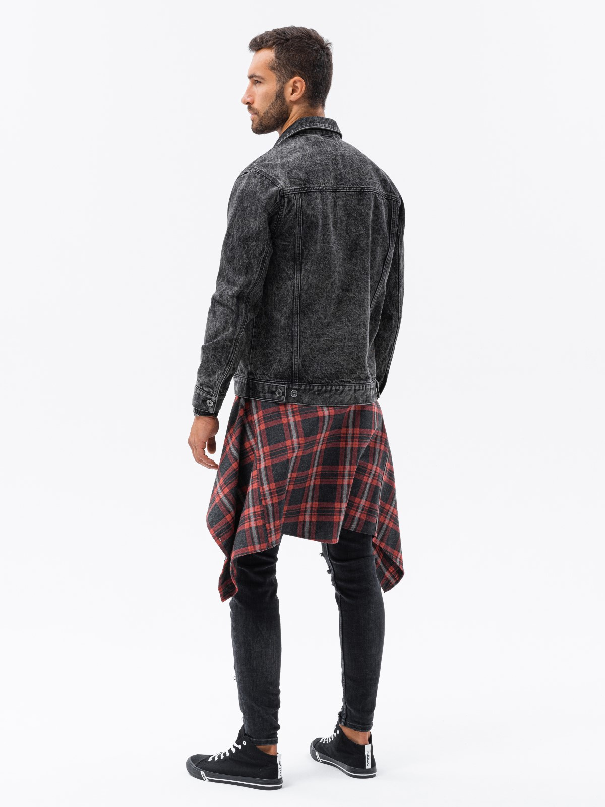 Men's denim katana jacket - black V3 OM-JADJ-0123 | Ombre.com - Men's ...