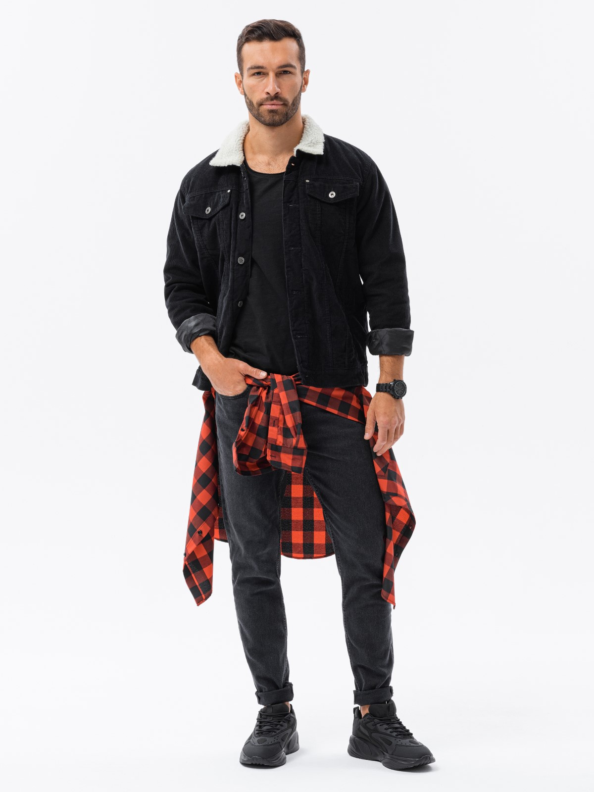 Men's mid-season jacket - black C524 | Ombre.com - Men's clothing online