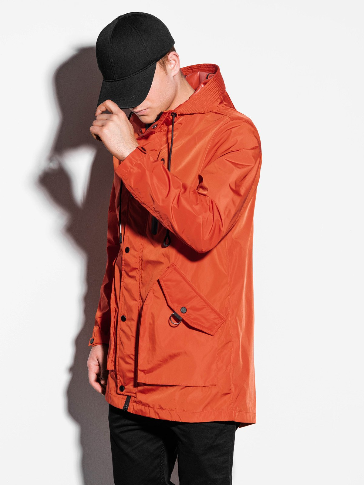 Men's mid-season jacket - brick C440 | Ombre.com - Men's clothing online