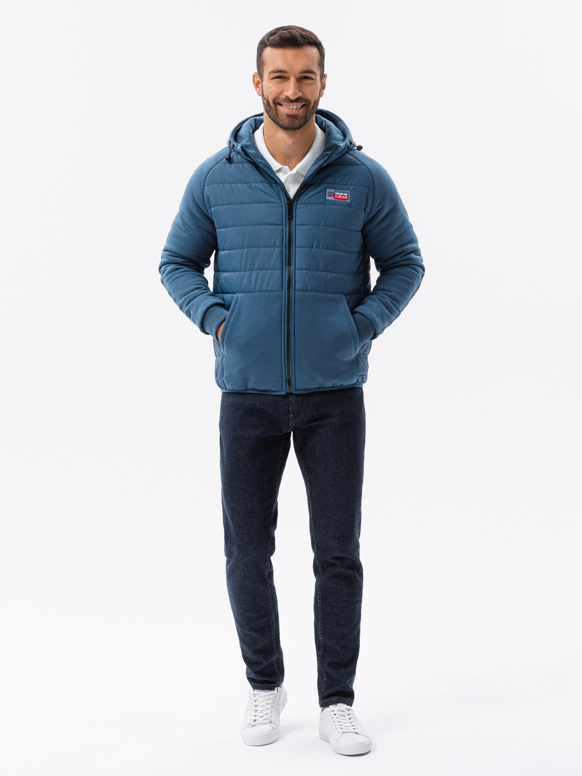 Men's mid-season jacket - dark blue C601 | Ombre.com - Men's clothing ...