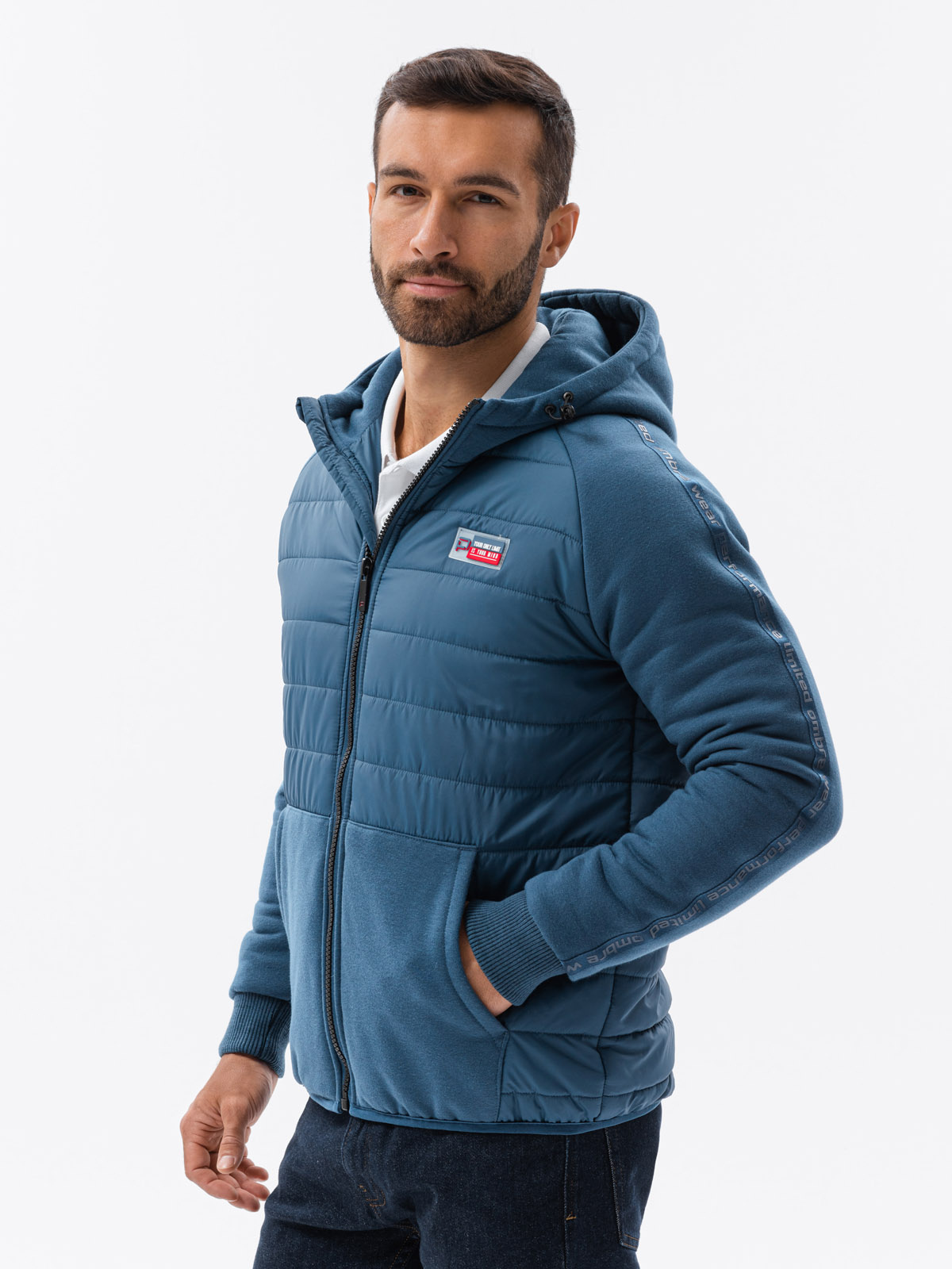 Men's mid-season jacket - dark blue C601 | Ombre.com - Men's clothing ...