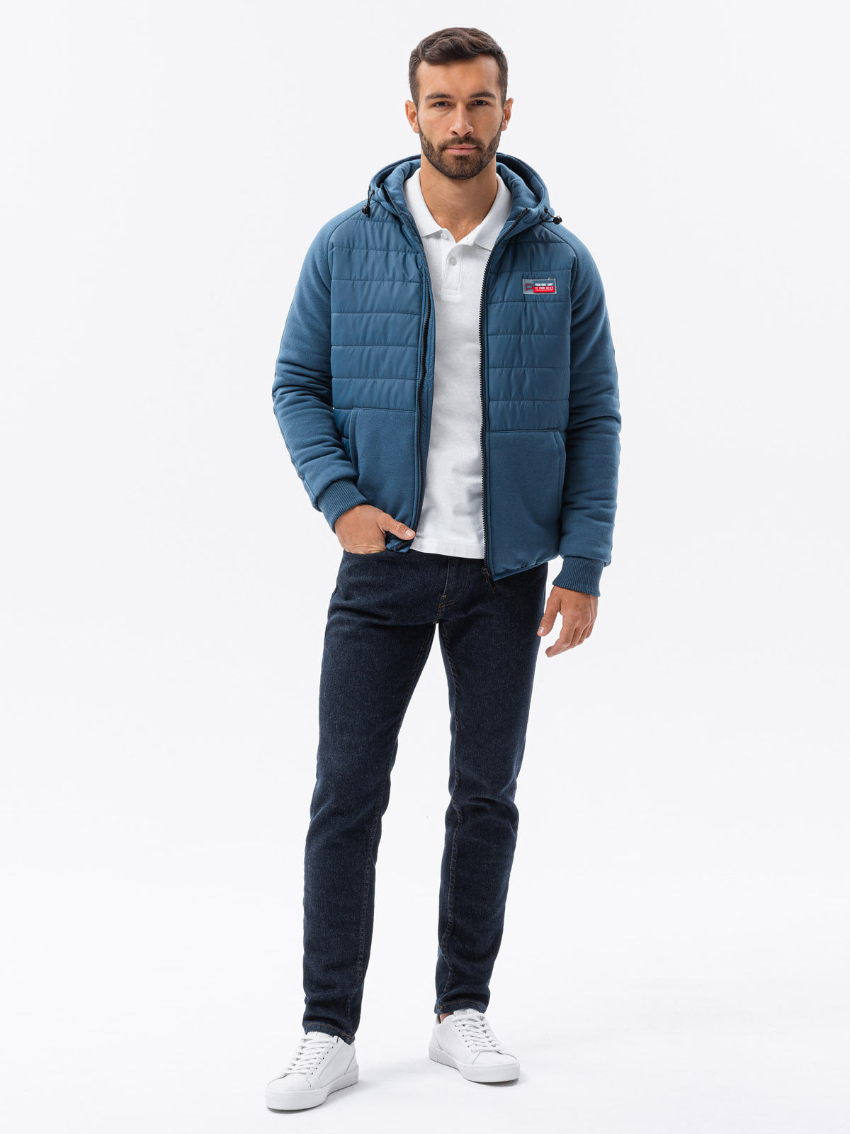 Men's mid-season jacket - dark blue C601 | Ombre.com - Men's clothing ...