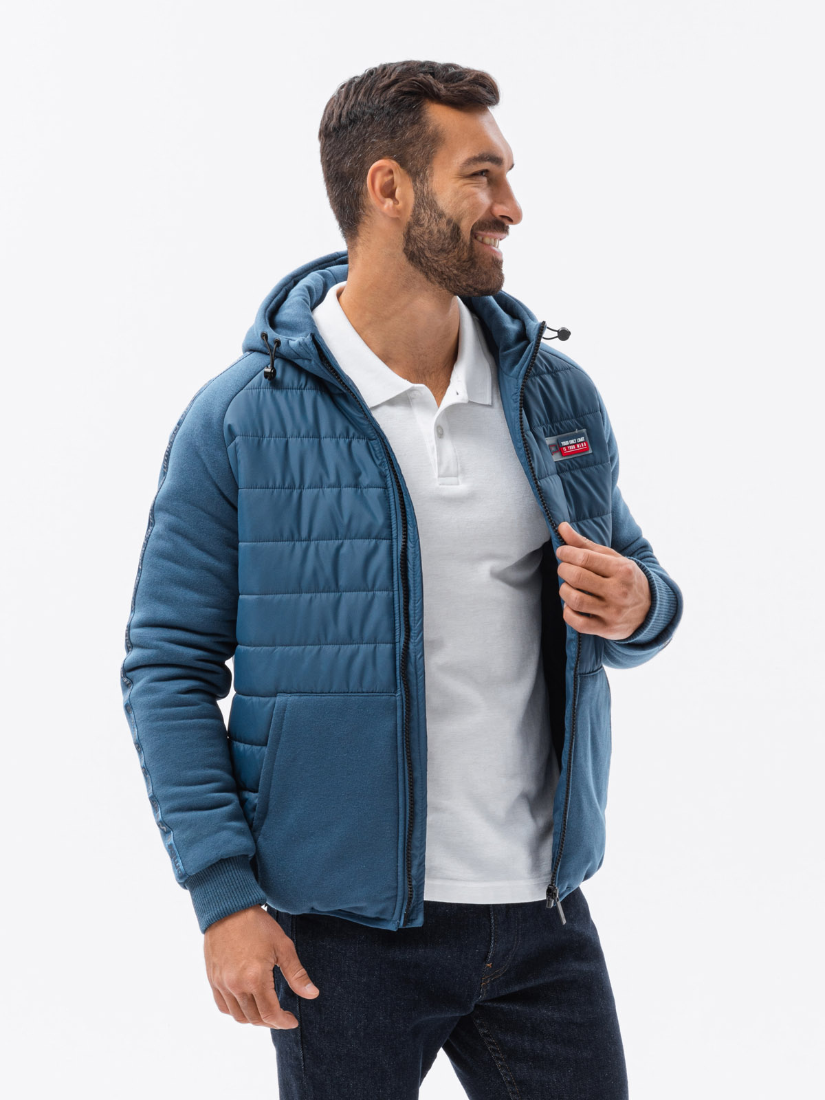 Men's mid-season jacket - dark blue C601 | Ombre.com - Men's clothing ...