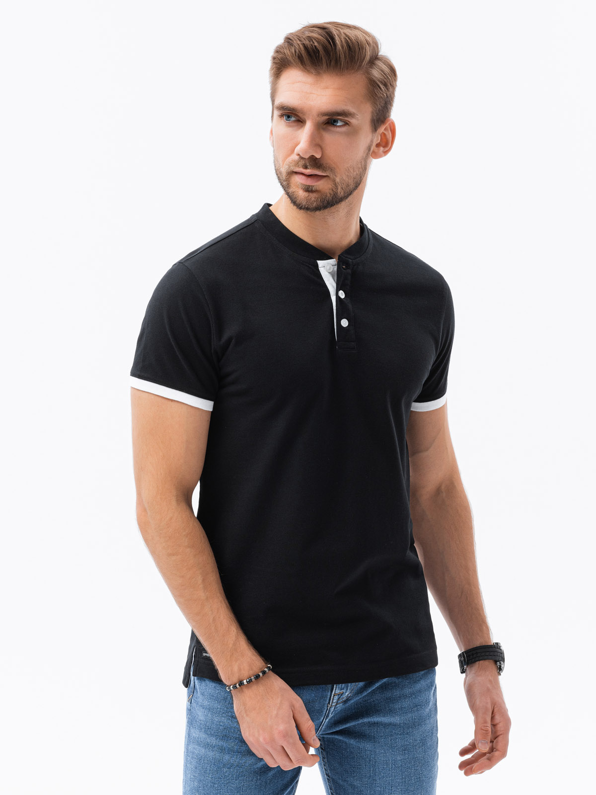 Men's plain polo shirt - black S1381 | Ombre.com - Men's clothing online