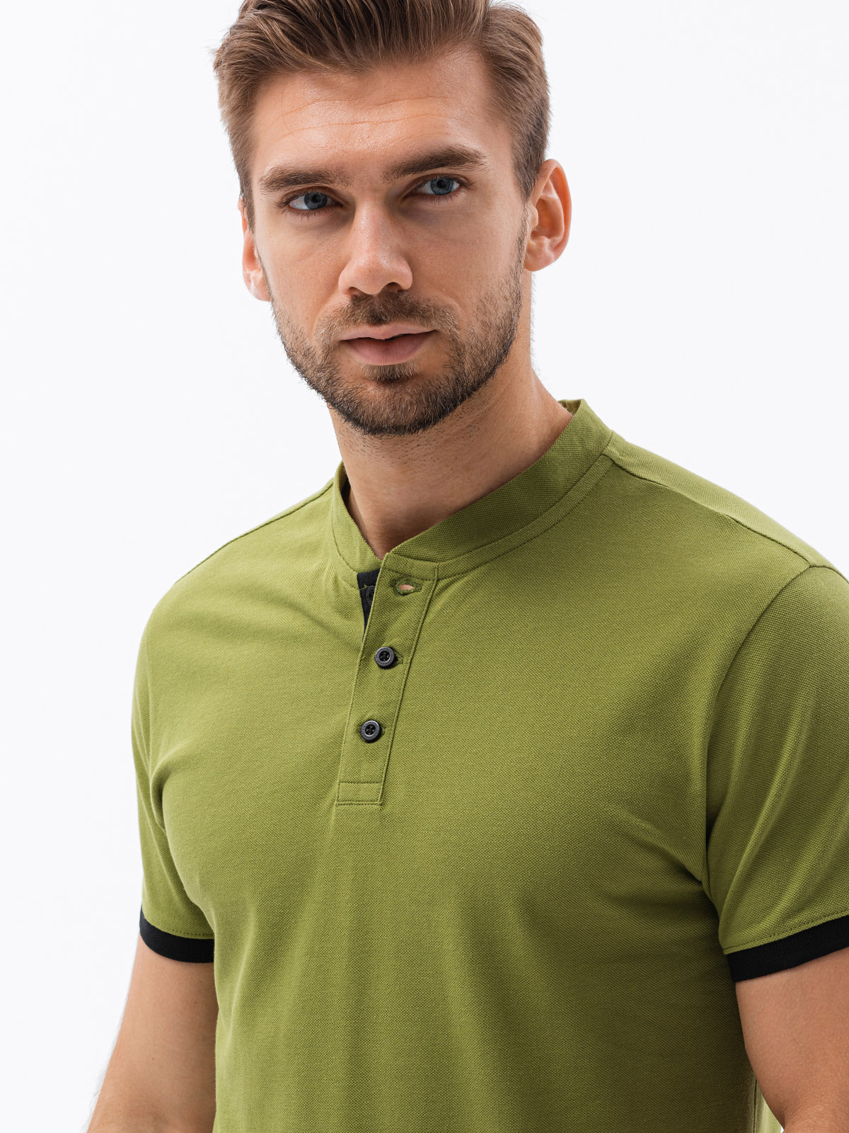 Men's plain polo shirt - olive S1381 | Ombre.com - Men's clothing online