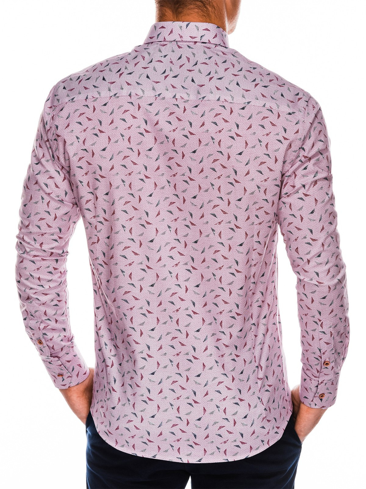 Men's shirt with long sleeves - dark red K492 | Ombre.com - Men's clothing online