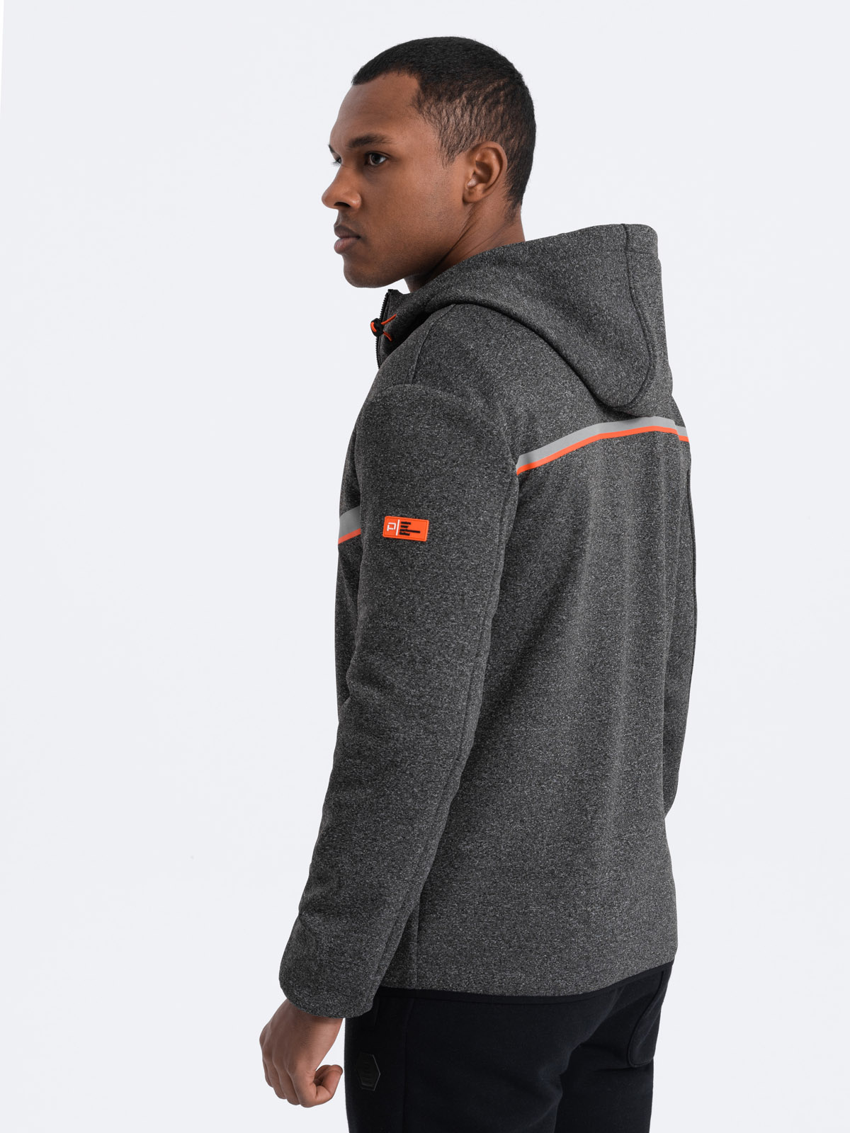 Men's sports jacket with adjustable hood and reflector - graphite V1 OM ...