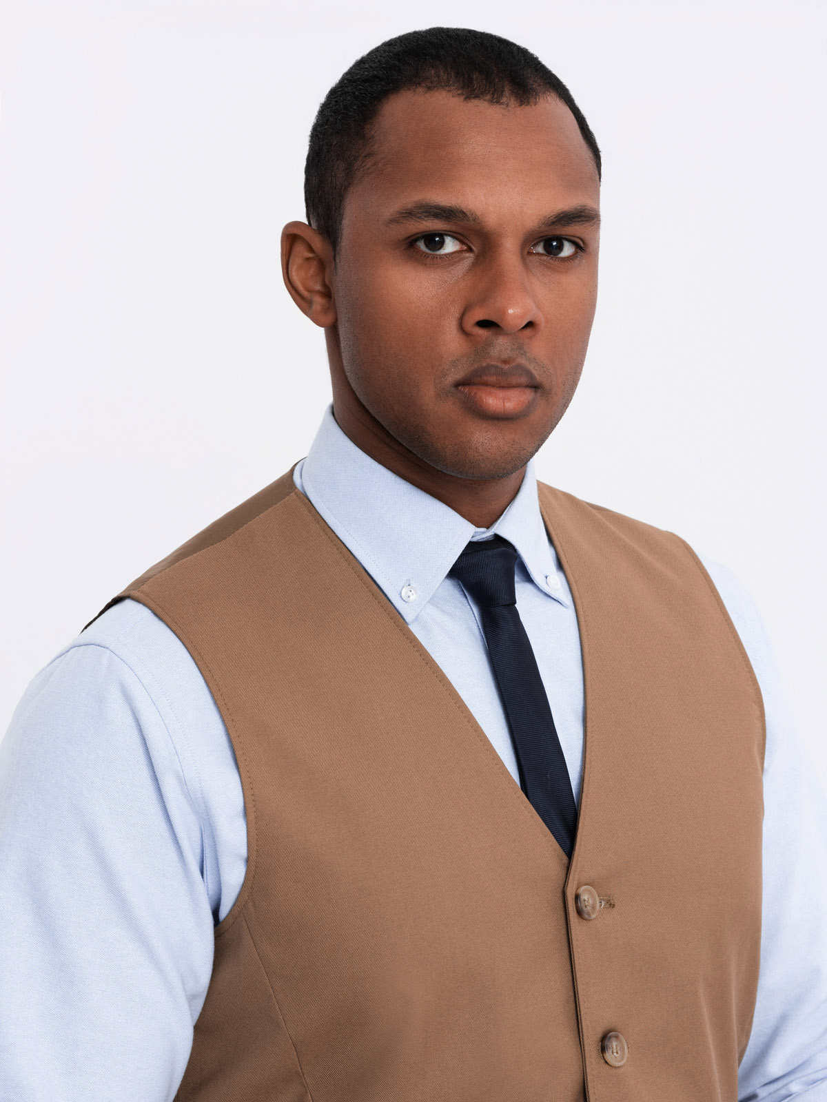 Men's suit vest without lapels - caramel V1 OM-BLZV-0112 | Ombre.com ...