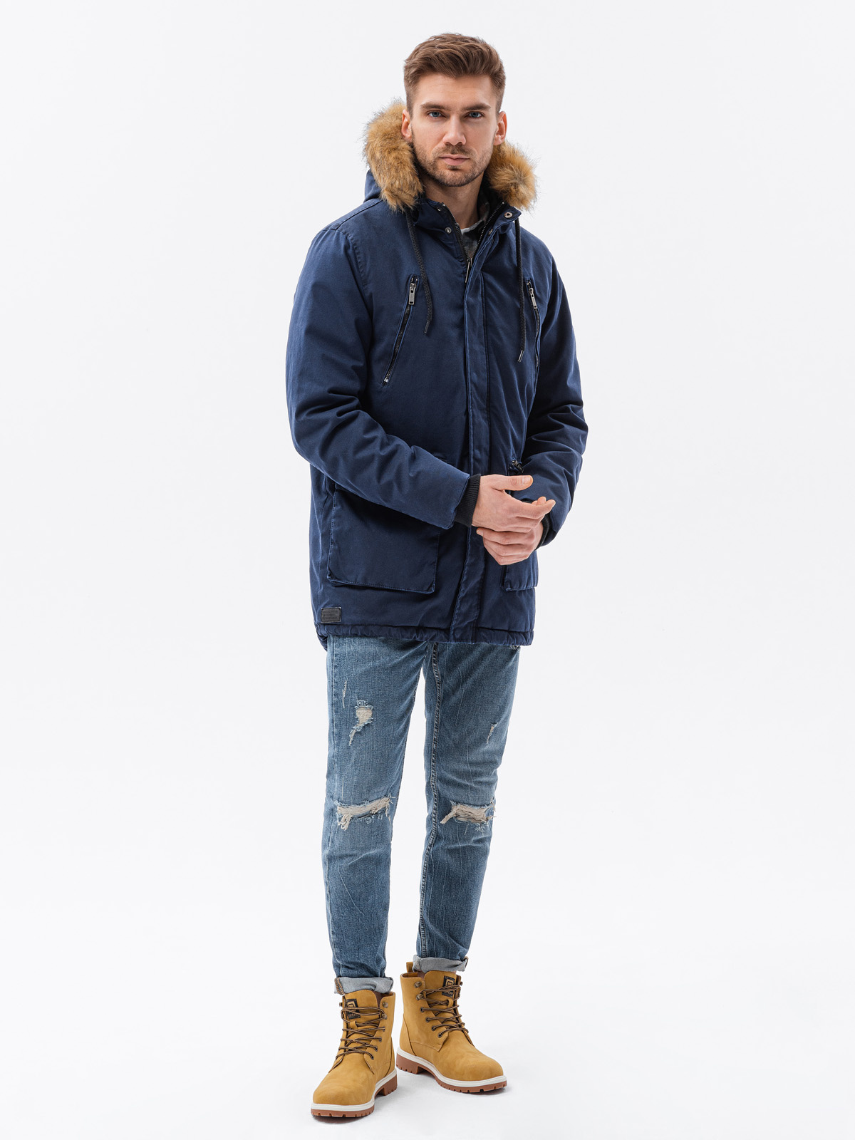 Men's winter jacket - dark blue C512 | Ombre.com - Men's clothing online