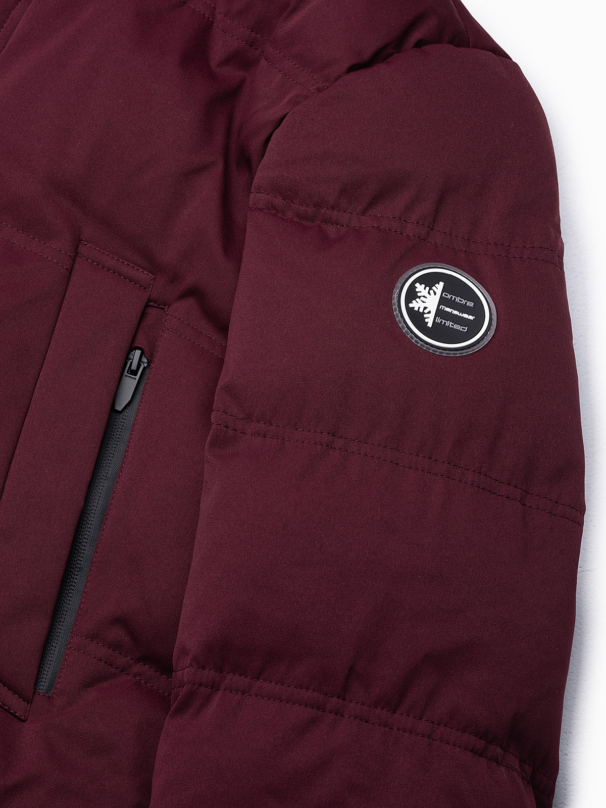Men's winter jacket - dark red C554 | Ombre.com - Men's clothing online