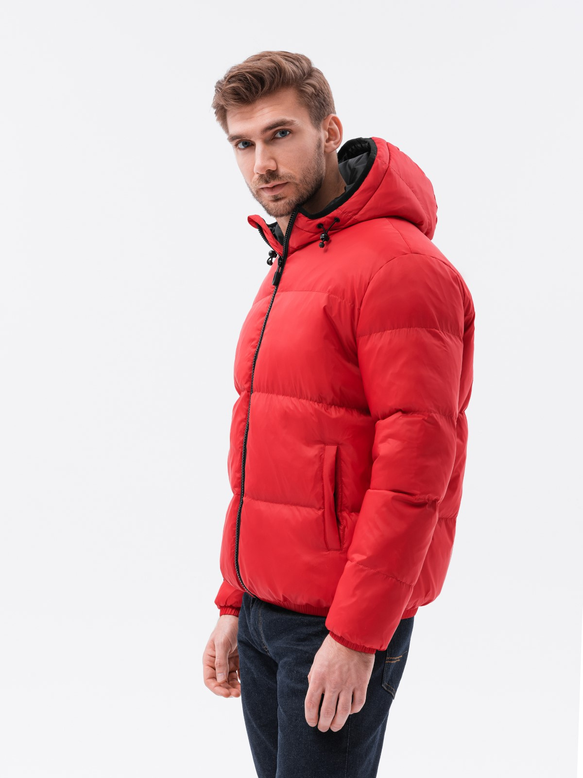 Men's winter jacket - red C533 | Ombre.com - Men's clothing online