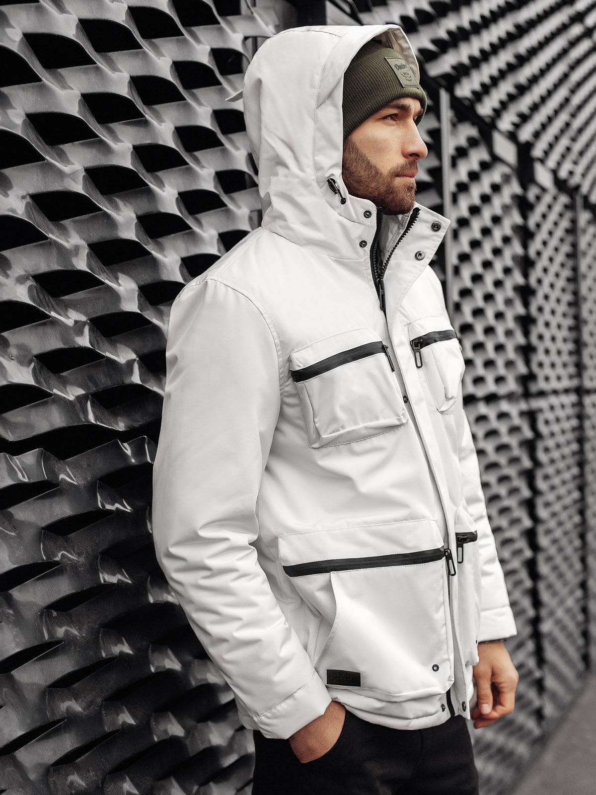 Men's winter quilted jacket - white C450 | Ombre.com - Men's clothing ...