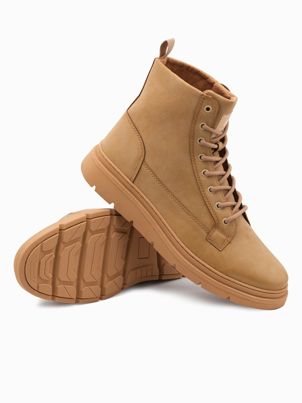 One-color men's high boots with decorative stitching - camel V3 OM-FOBO ...