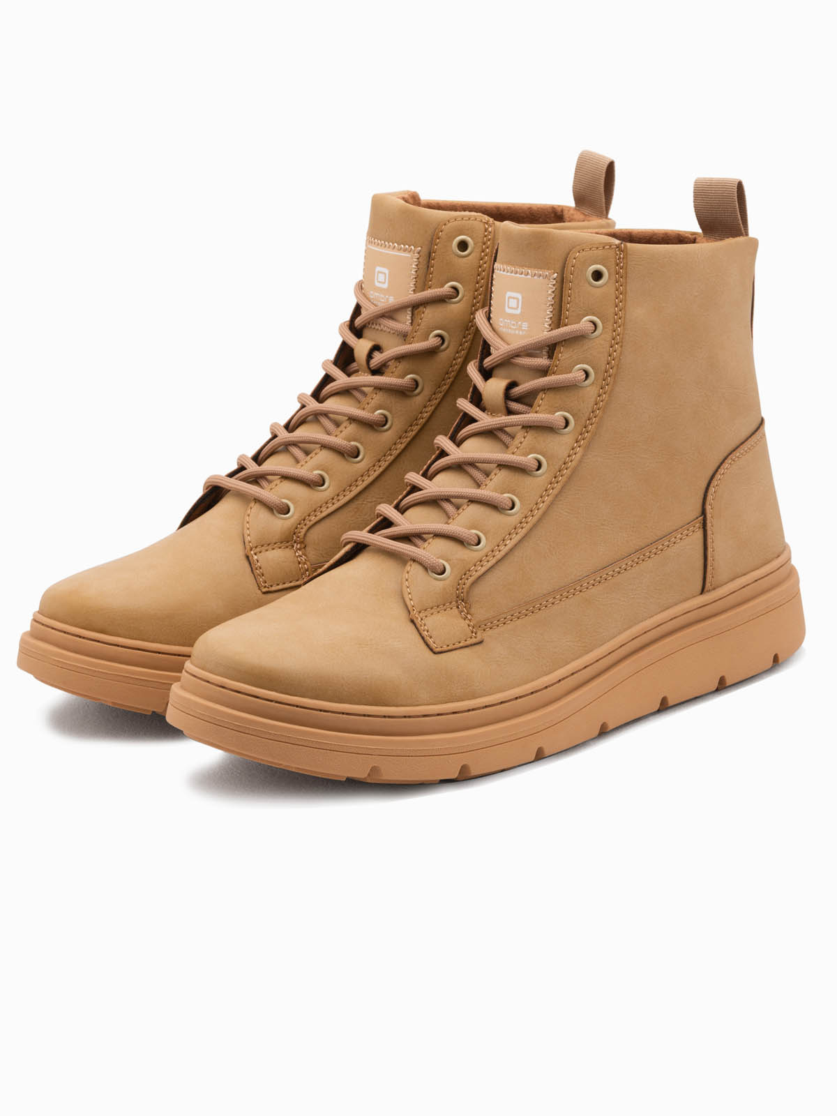 One-color men's high boots with decorative stitching - camel V3 OM-FOBO ...