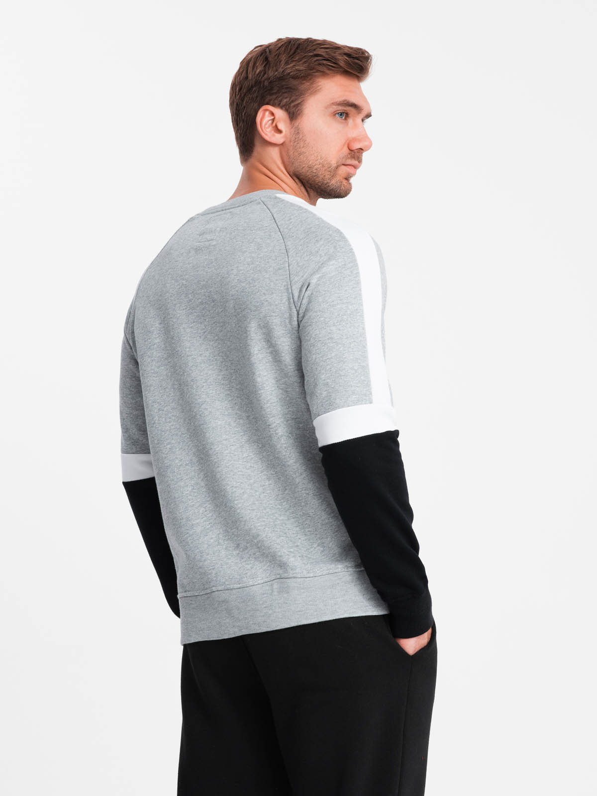Tri-color men's sweatshirt with raglan sleeves - gray V1 OM-SSNZ-22FW-003 | Ombre.com - Men's ...