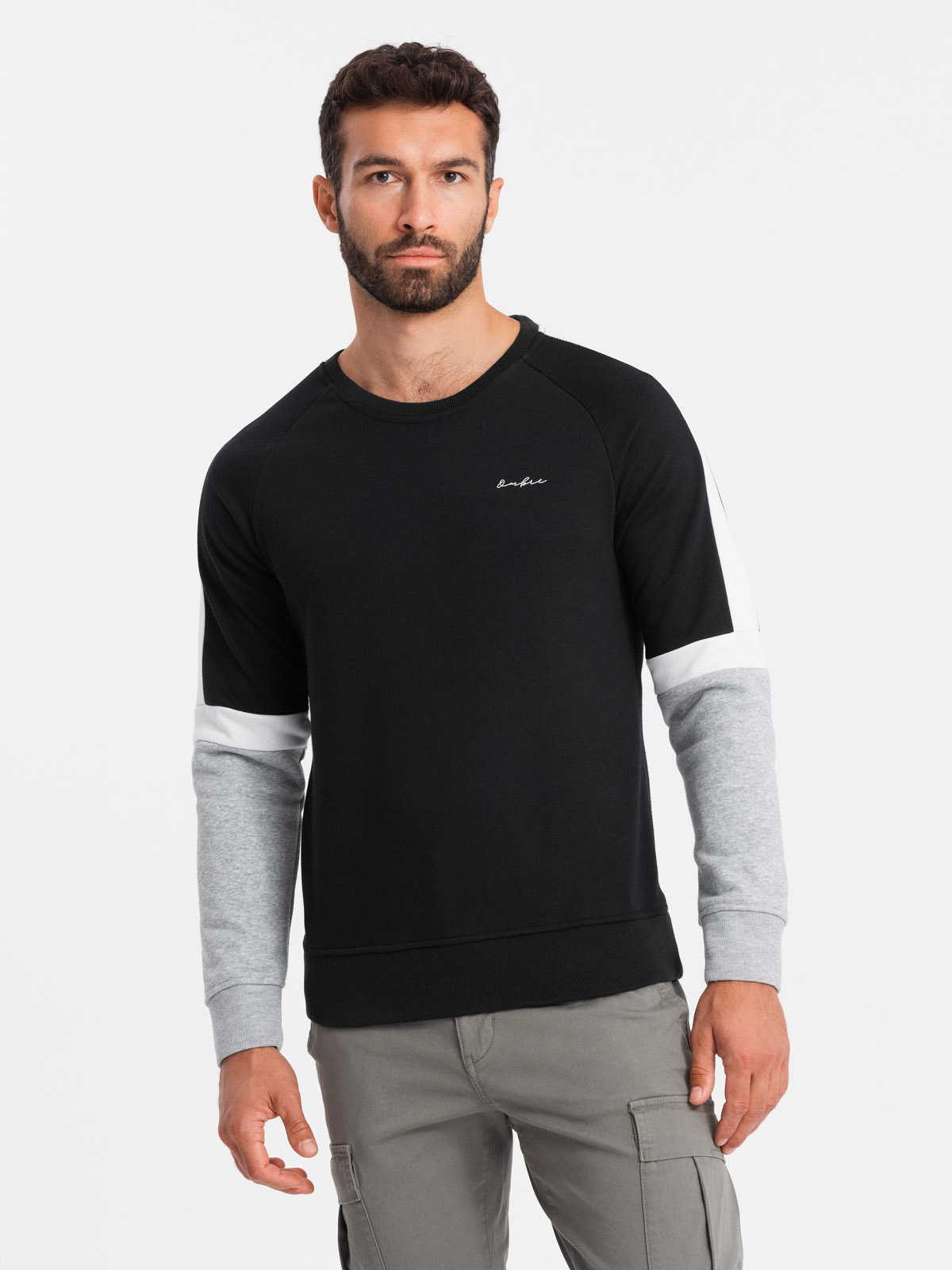 Tricou tricolor pentru bărbați cu mâneci raglan - negru V3 OM-SSNZ-22FW-003 negru | Îmbrăcăminte ...